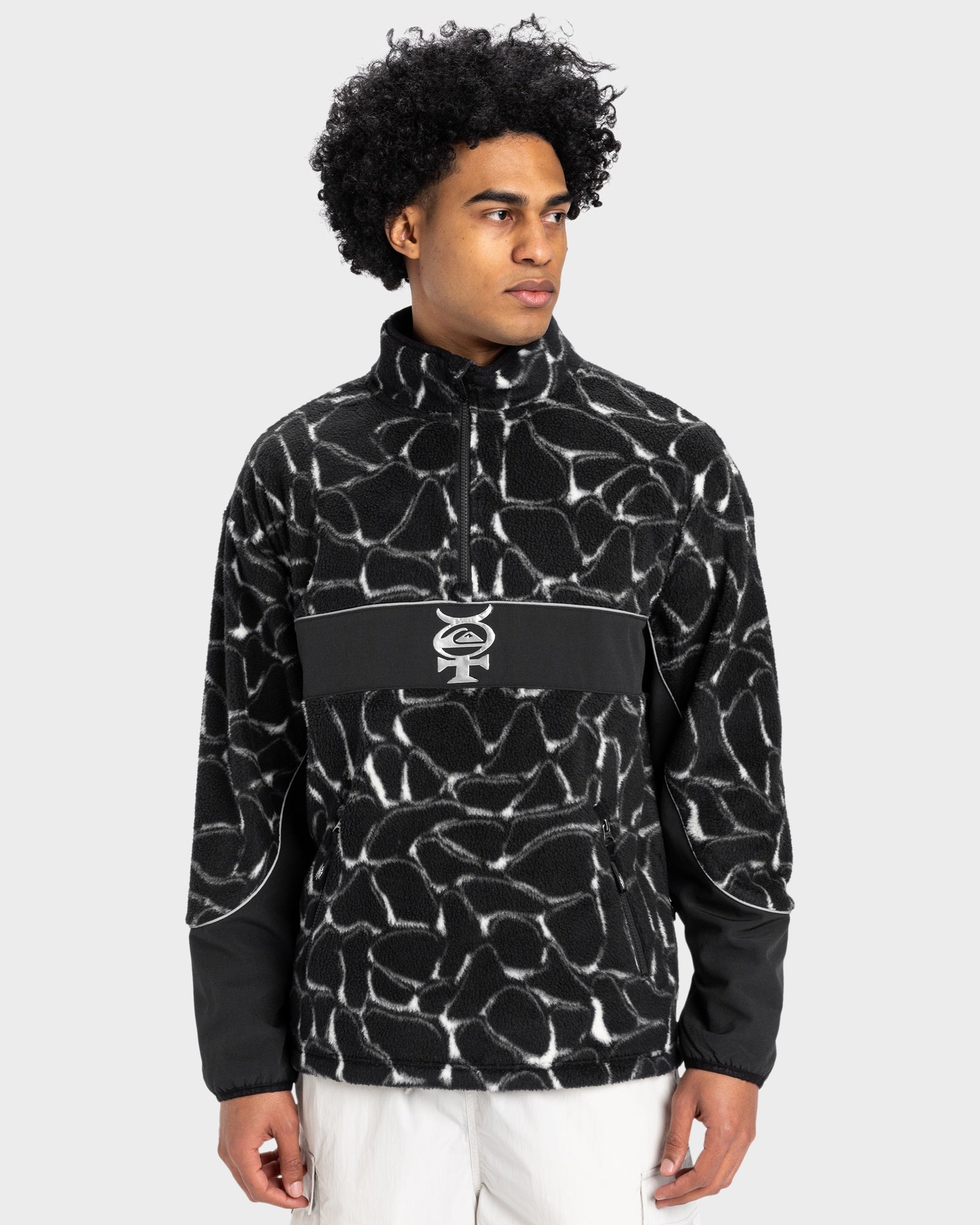 Mens Mercury Half Zip Polar Fleece Top - BLACK MERCURY | Quiksilver