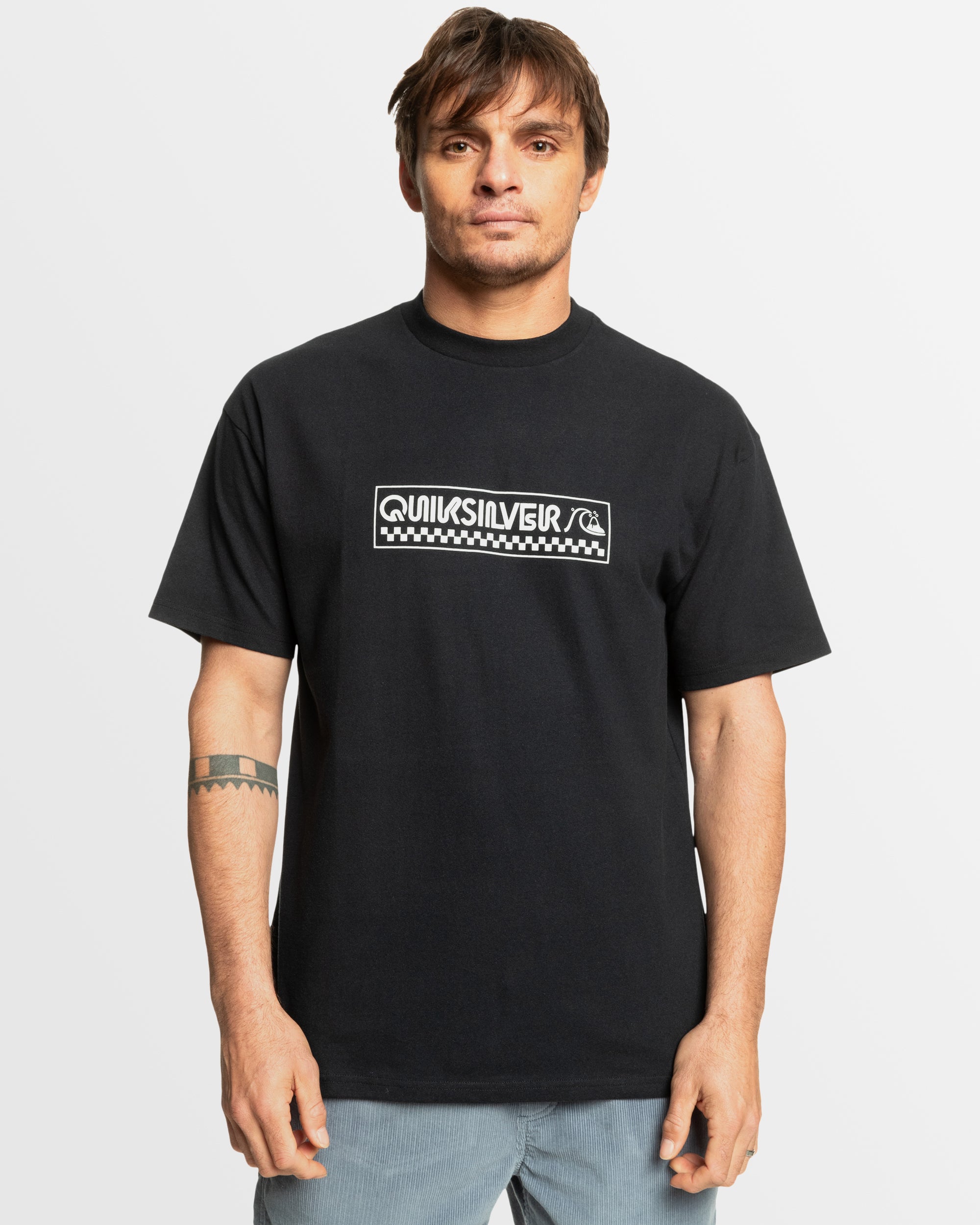 Mens Bubble Check T-Shirt - BLACK | Quiksilver